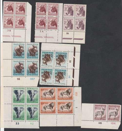 Union of South Africa - 1954 and UNION Def Issue control Blocks 1d,2d,3d,4d,6d,1s AS per scan ...